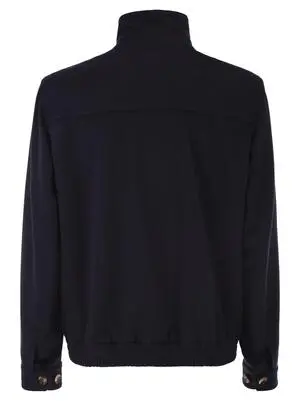 Brunello Cucinelli Virgin Wool Stand Collar Bomber Jacket - Blue