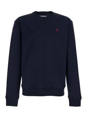 AMI Paris Blue Sweatshirt With De Coeur Logo On The Front In Cotton For - Multicolor