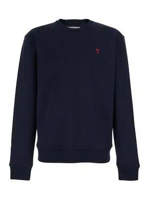 AMI Paris Blue Sweatshirt With De Coeur Logo On The Front In Cotton For - Multicolor