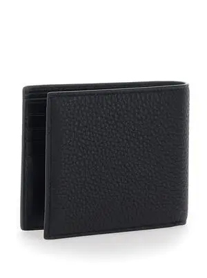 Balenciaga Black Leather Logo Lettering Bifold Wallet For - Multicolor