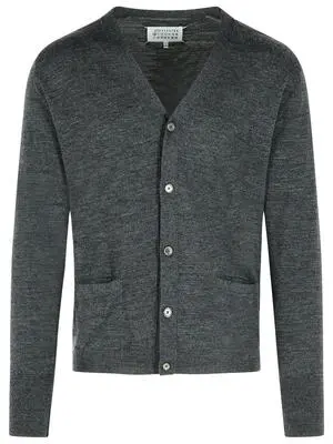 MAISON MARGIELA Dark Grey Wool Blend Cardigan - Gray