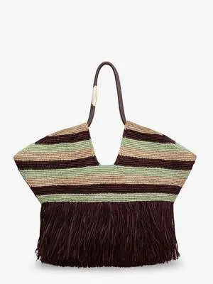 Zimmermann Golden Time Rafia Shoulder Bag With Fringe - Multicolor