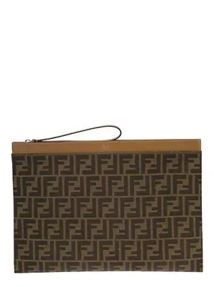 Fendi FF Jacquard Motif Cotton Blend Flat Pouch Multicolor