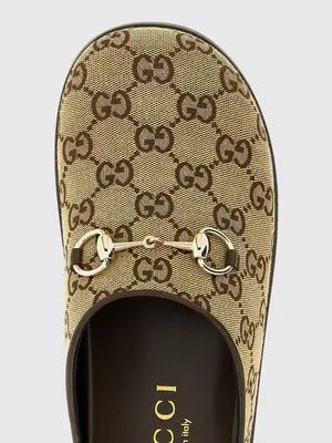 Gucci Gg Jacquard Cotton Blend Slippers With Horsebit - Brown