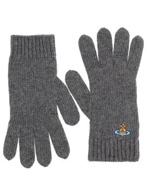 VIVIENNE WESTWOOD Gloves With Orb Embroidery - Gray