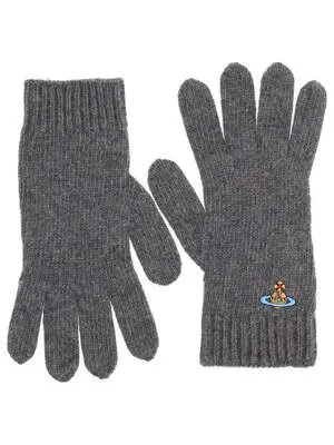 VIVIENNE WESTWOOD Gloves With Orb Embroidery - Gray