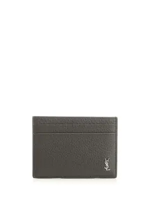 Saint Laurent Tiny Cassandre Card Holder - Gray