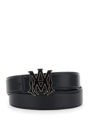 Amiri Black Belt With Logo Buckle In Leather For - Multicolor
