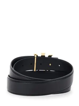 Amiri Black Belt With Logo Buckle In Leather For