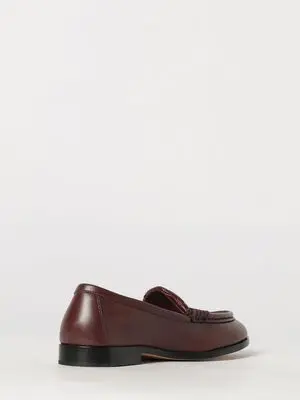 Bottega Veneta Silenzio Intrecciato Leather Loafers With Low Heel - Red