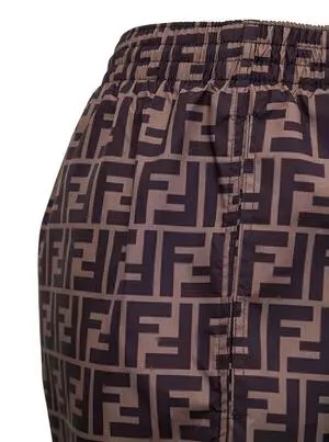 Fendi Ff Fabric Swim Shorts - Brown