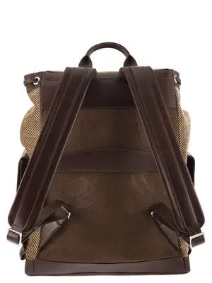 Brunello Cucinelli Herringbone-texture Backpack With Leather Trims