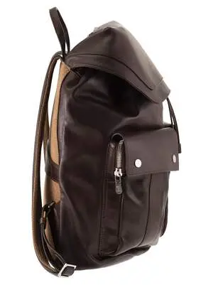 Brunello Cucinelli Leather Backpack With Utility Pockets