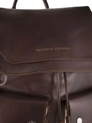 Brunello Cucinelli Leather Backpack With Utility Pockets