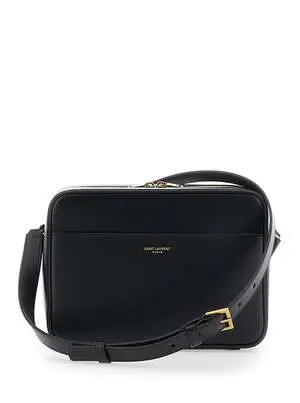 Saint Laurent Black Crossbody Bag With Adjustable And Removable Strap And Logo Lettering On The Front In Smooth Leather For - Multicolor