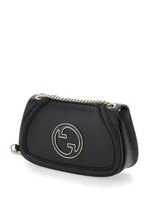 Gucci Blondie Small Handbag With Metallic Gg Crossover - Black