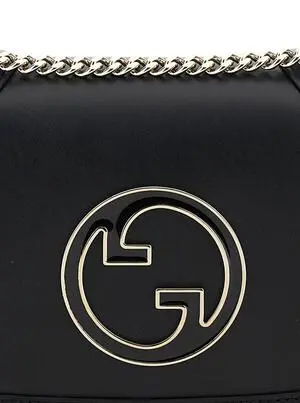 Gucci Blondie Small Handbag With Metallic Gg Crossover - Black