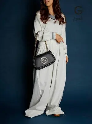 Gucci Blondie Small Handbag With Metallic Gg Crossover - Black