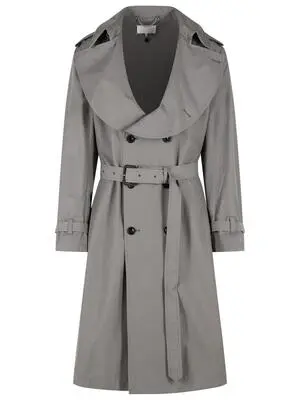 MAISON MARGIELA Grey Cotton Blend Trench Coat With Folded Collar