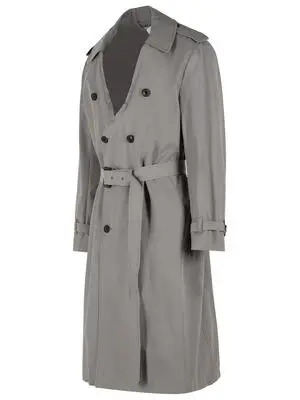 MAISON MARGIELA Grey Cotton Blend Trench Coat With Folded Collar