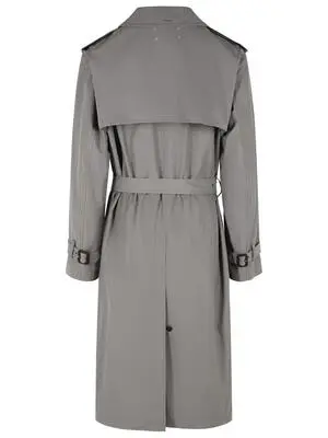 MAISON MARGIELA Grey Cotton Blend Trench Coat With Folded Collar