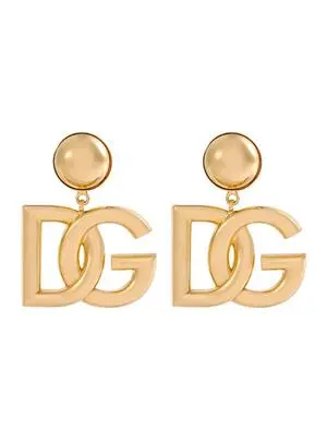 Dolce & Gabbana Brass Logo Pendant Clip Earrings - Multicolor