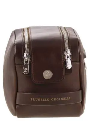 Brunello Cucinelli Leather Beauty Case With Double Zip - Red
