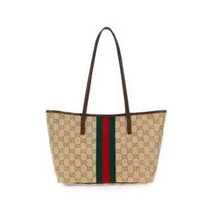 Gucci Gg Canvas Web-stripe Tote Bag - Cream