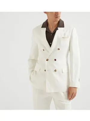 Brunello Cucinelli Linen Blend Double-breasted Jacket