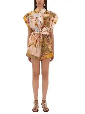 Zimmermann Short Overalls With Ascension Lapels - Multicolor