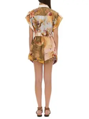 Zimmermann Short Overalls With Ascension Lapels - Multicolor