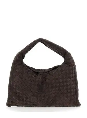 Bottega Veneta Hopì Shoulder Bag With Top Handle And Intreccio Motif In Leather For - Brown