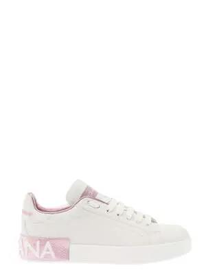 Dolce & Gabbana Portofino Leather Sneakers - White