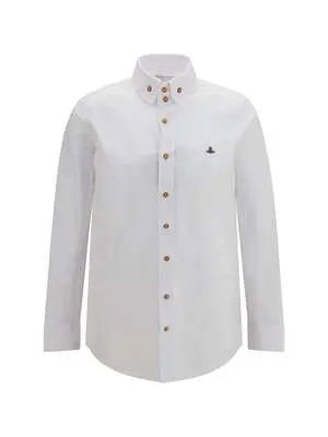 VIVIENNE WESTWOOD Orb Embroidered Cotton Shirt - White