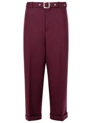 JIL SANDER Wine Wool Pants - Multicolor