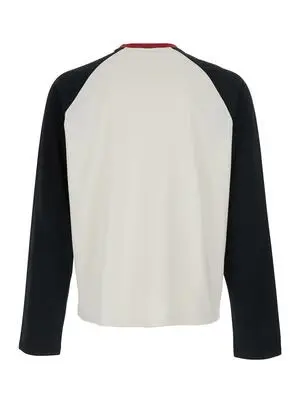 Versace Long Sleeve T-shirt With Printed Logo On The Front In Cotton For
