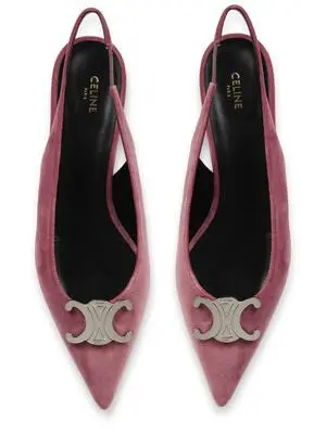 Celine Alma Triomphe Velvet Flat Slingback 05