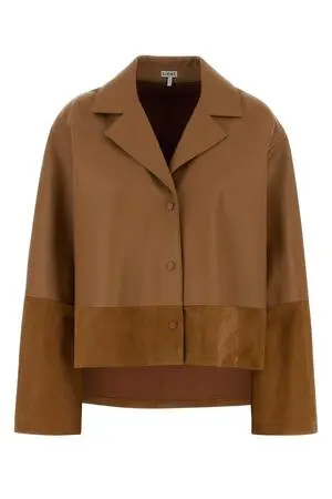 Loewe Camel Leather And Suede Shirt - Brown