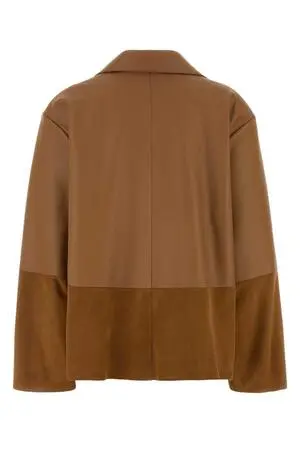 Loewe Camel Leather And Suede Shirt