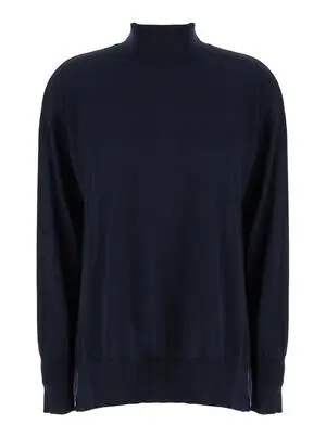 Max Mara S Blue High Neck Sweater In Wool - Multicolor