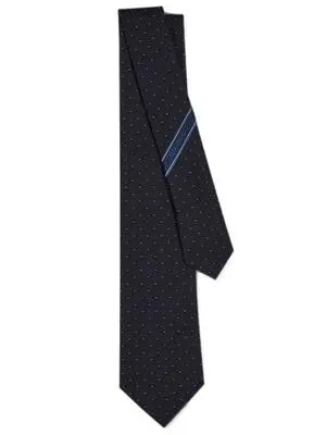FERRAGAMO Ferragamo Men Gancini Silk Jacquard Tie Black