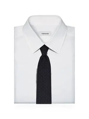 FERRAGAMO Gancini Silk Jacquard Tie - Black