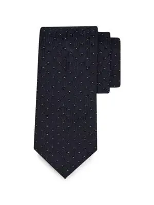 FERRAGAMO Gancini Silk Jacquard Tie - Black