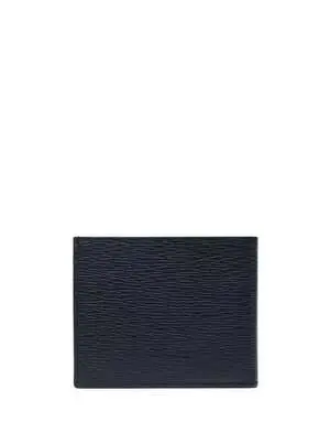 FERRAGAMO Wallet With Metallic Front Logo In Blue Leather For