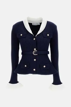 SELF-PORTRAIT Ribbed Knit Cardigan - Multicolor