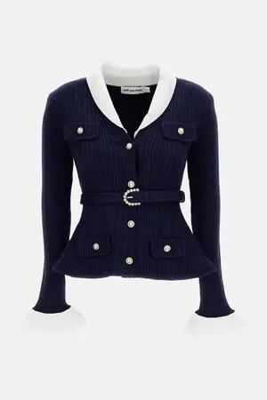 SELF-PORTRAIT Ribbed Knit Cardigan - Multicolor