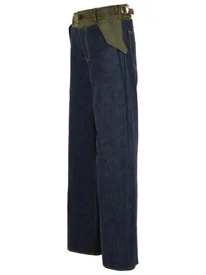 Sacai Cotton Denim Wide Leg Jeans - Blue