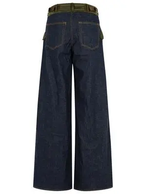 Sacai Cotton Denim Wide Leg Jeans - Blue