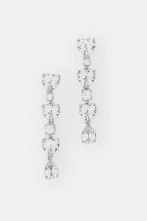 SELF-PORTRAIT Crystal Heart Tiered Drop Earrings - Multicolor