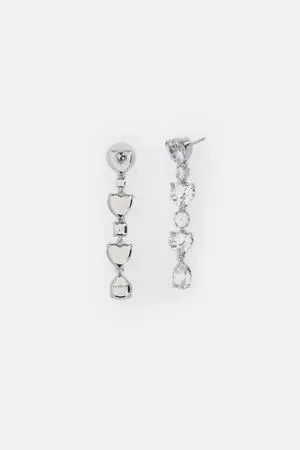 SELF-PORTRAIT Crystal Heart Drop Earrings - Multicolor
